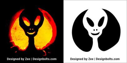 10 Free UFO & Alien Pumpkin Carving Stencils 2023 - Designbolts