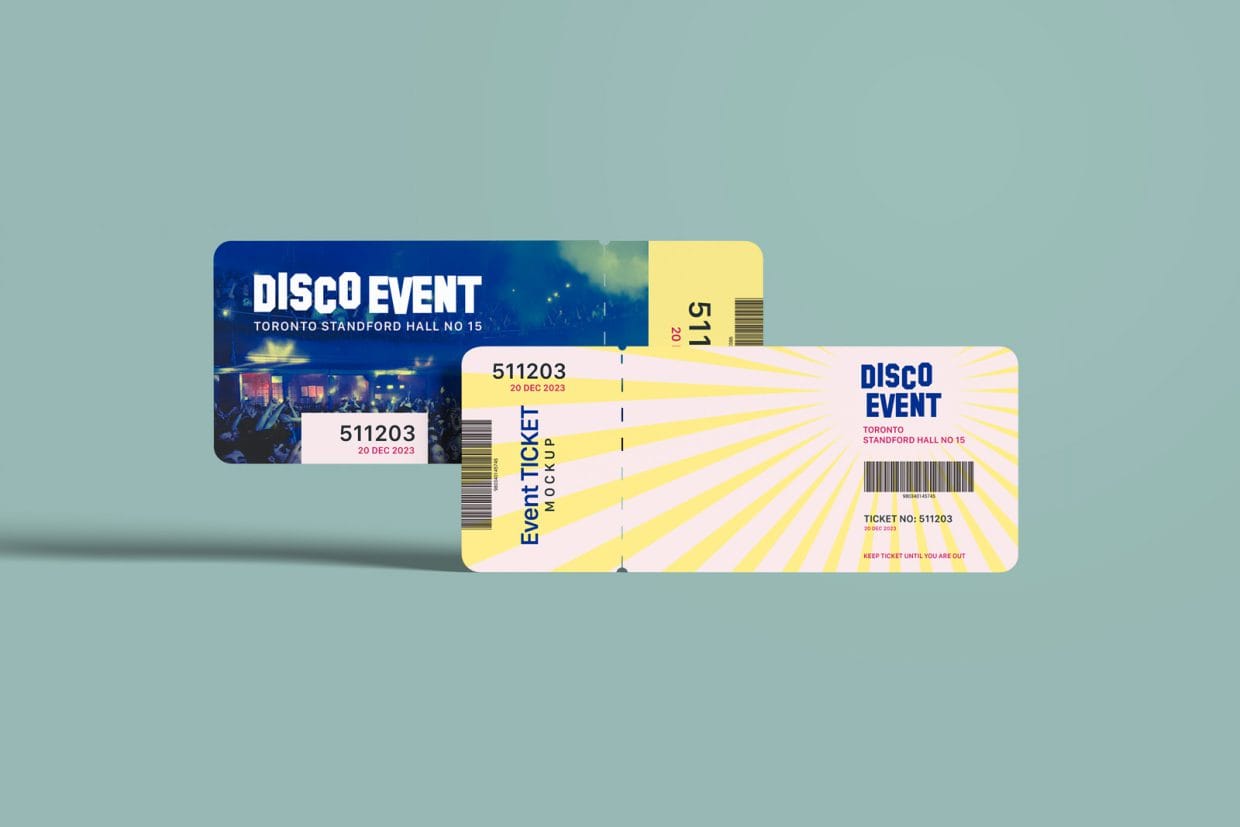 Free Event Ticket Mockup PSD - Designbolts
