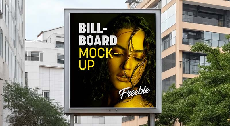 Free Outdoor Advertising Square City Billboard Mockup PSD - Designbolts