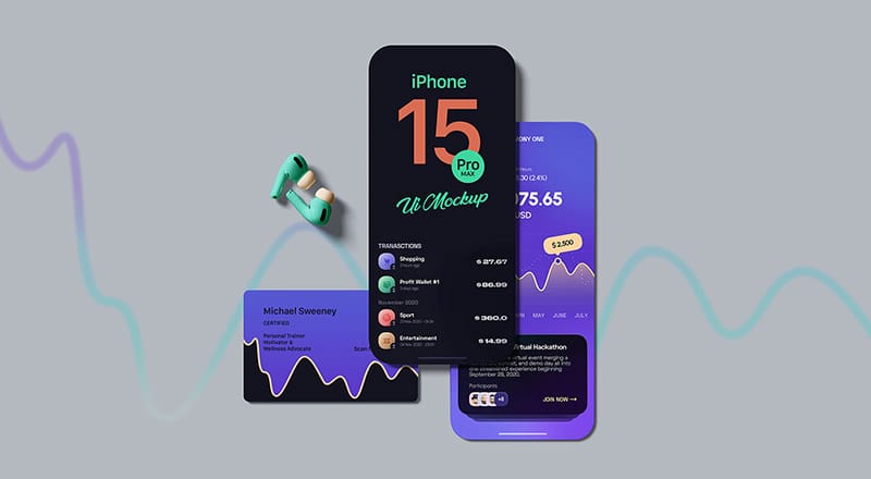 Free iPhone 15 App Screen Ui Mockup PSD - Designbolts