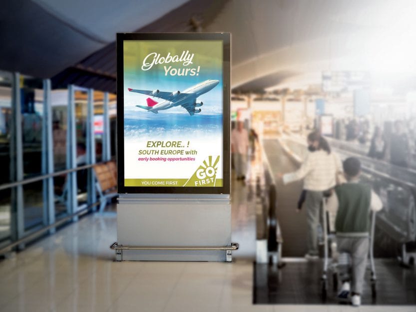 Free Airport Digital Signage Mockup PSD - Designbolts