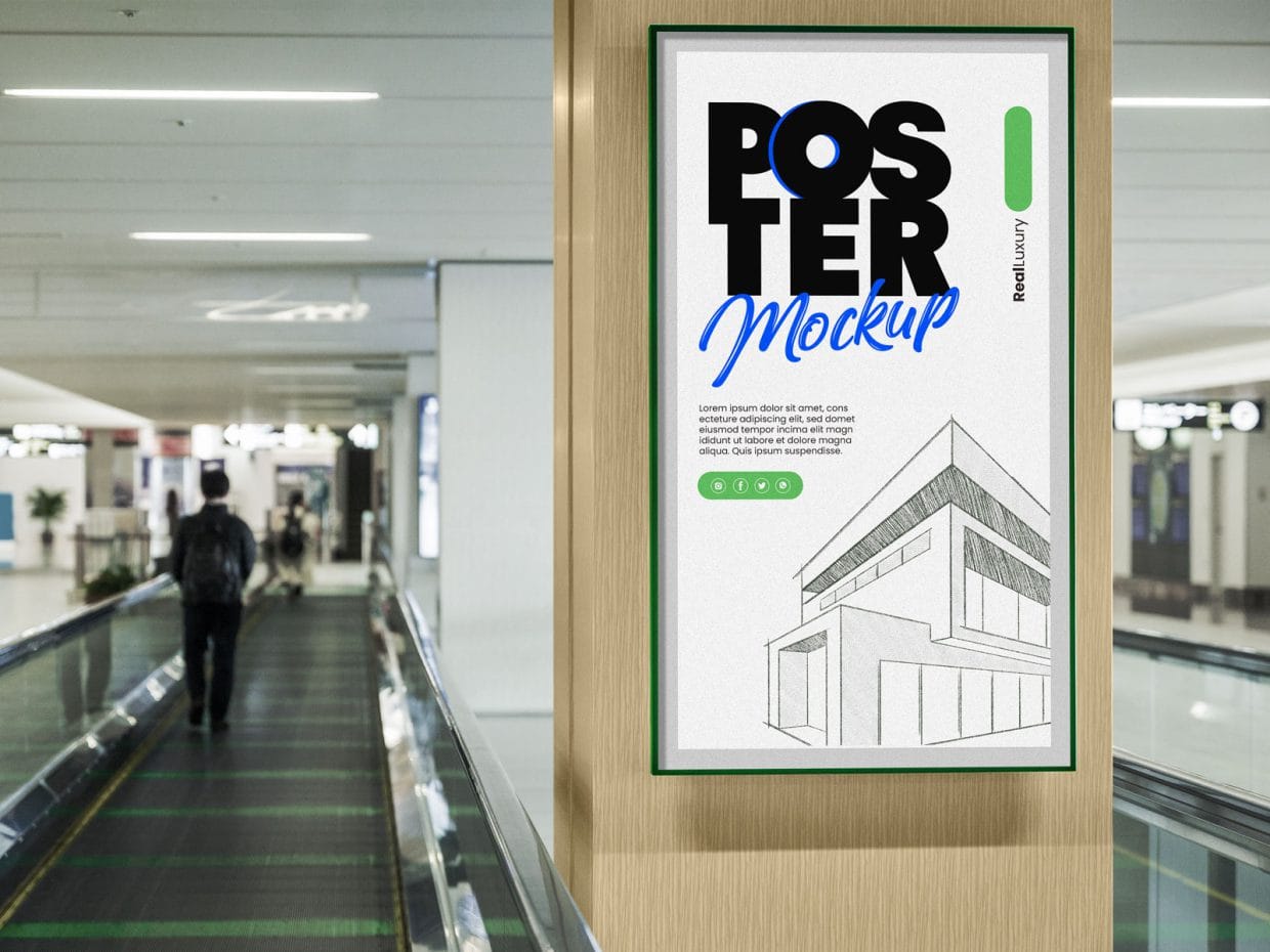 Free Large Subway Poster Mockup PSD - Designbolts