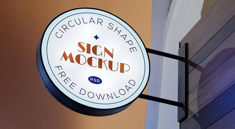 Free Round Signage Mockup PSD - Designbolts
