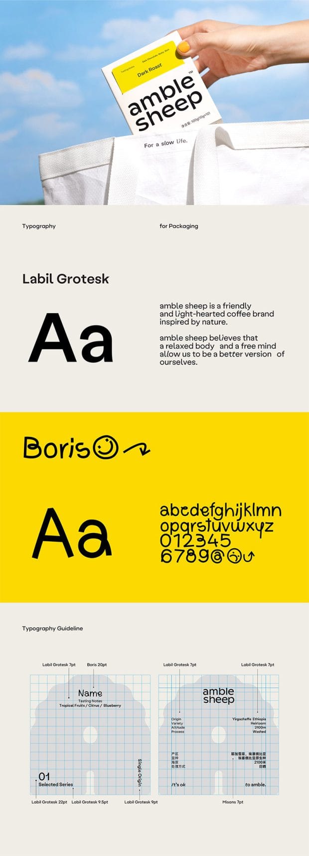 amble sheep Coffee Brand Visual Identity & Packaging Design - Designbolts