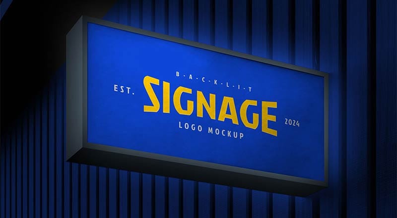 Free Backlit Sign Board Mockup PSD - Designbolts