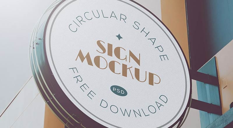 Free Mounted Round Sign Mockup PSD - Designbolts