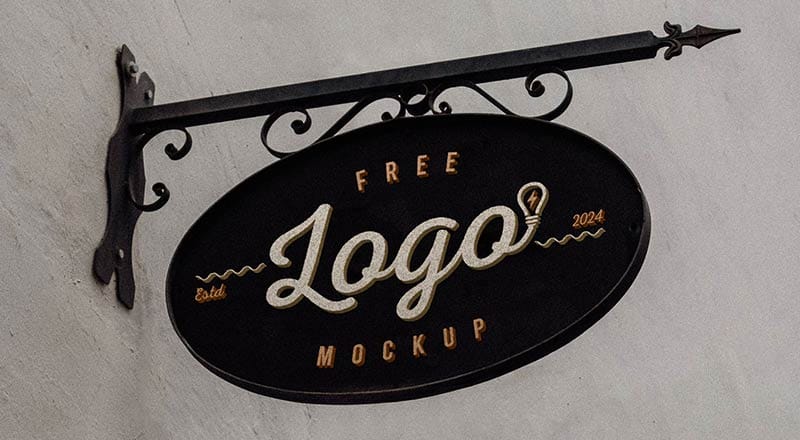 Free Oval Shape Shop Sign Mockup PSD - Designbolts