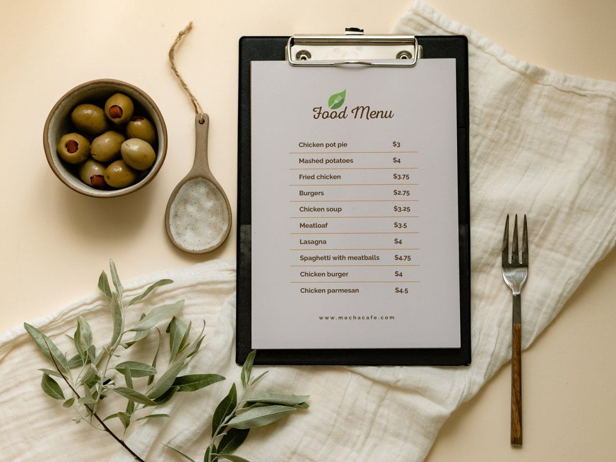 Free Clipboard Menu Mockup PSD - Designbolts