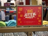 Free Clothing Rack Sale Signage Mockup PSD - Designbolts