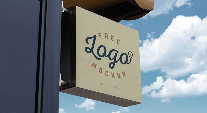 Free Square Signboard Mockup PSD - Designbolts