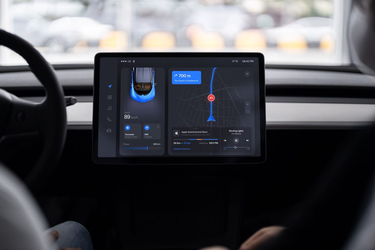 Free Car Monitor Screen UI Mockup PSD - Designbolts