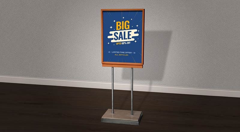 Free Indoor Signage Stand Mockup PSD - Designbolts