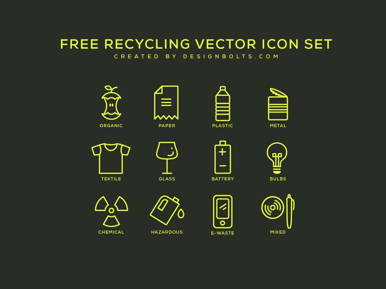 Free Recycling Icon Set Ai Vector File - Designbolts