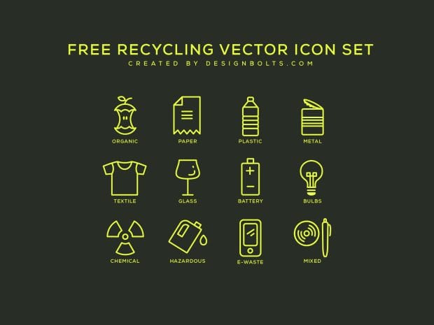 Free Recycling Icon Set Ai Vector File - Designbolts