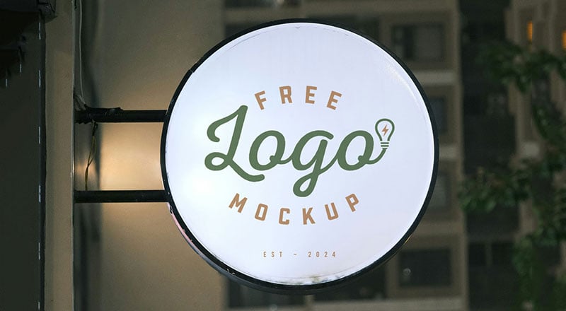 Free Round Signage On Building Mockup PSD - Designbolts