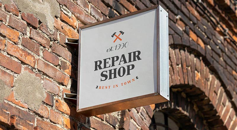 Free Square Signage Logo Mockup PSD - Designbolts