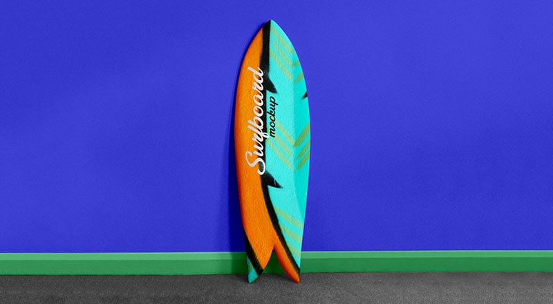 Free Surfboard Mockup PSD - Designbolts