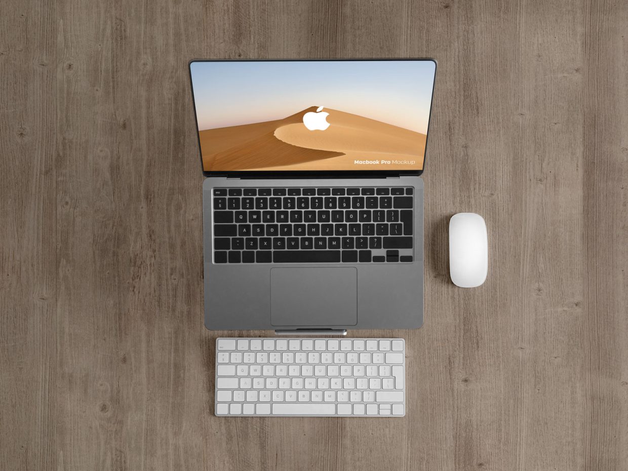 Free Top View MacBook Pro Mockup PSD - Designbolts