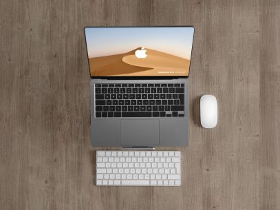Free Top View MacBook Pro Mockup PSD - Designbolts