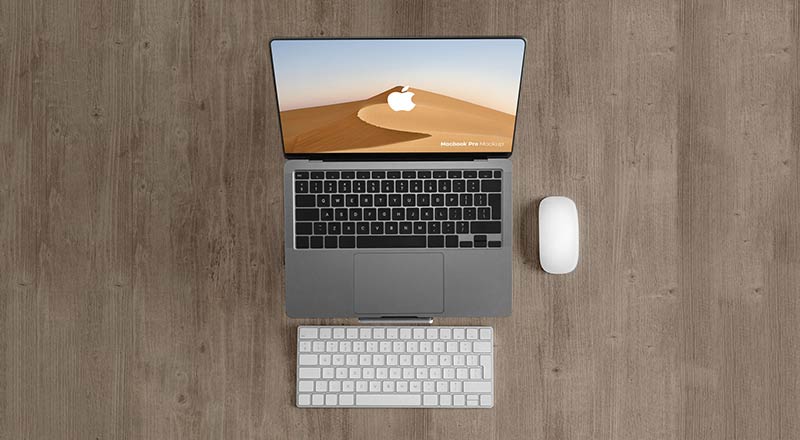 Free Top View MacBook Pro Mockup PSD - Designbolts