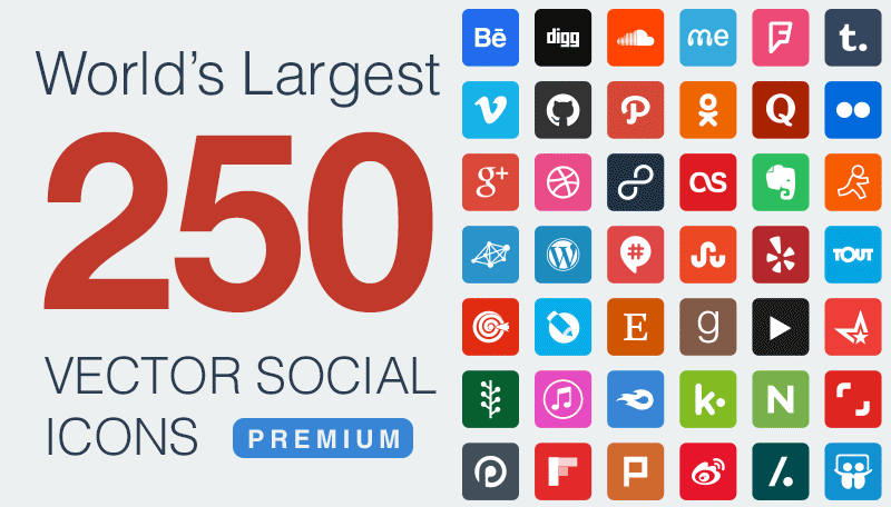 250 Vector Social Media Icons - Designbolts