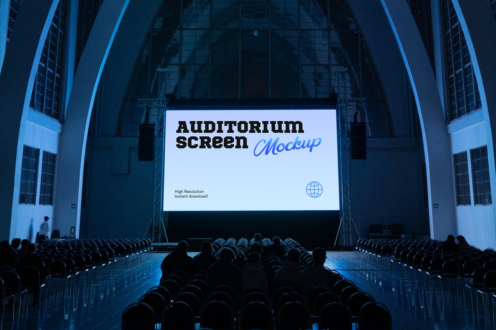 Free Auditorium Screen Mockup PSD - Designbolts