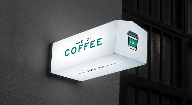 Free Illuminated Signboard Mockup PSD - Designbolts