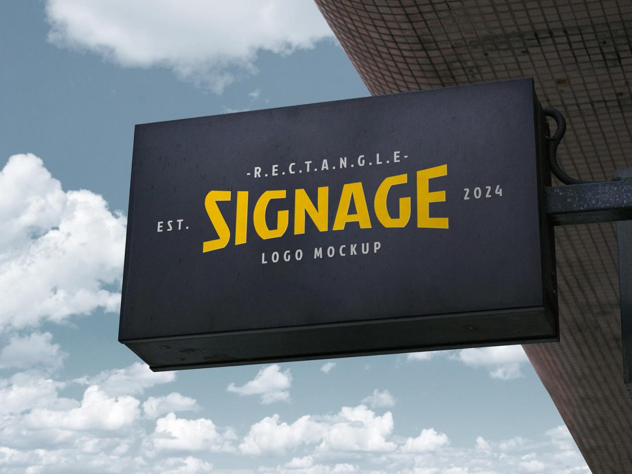 Free Rectangle Signage Mockup PSD - Designbolts