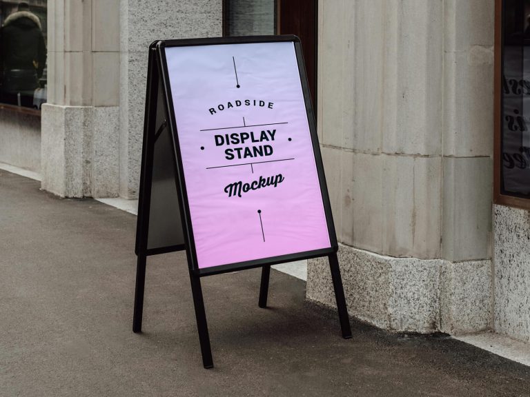 Free A-Frame Display Stand Mockup PSD - Designbolts