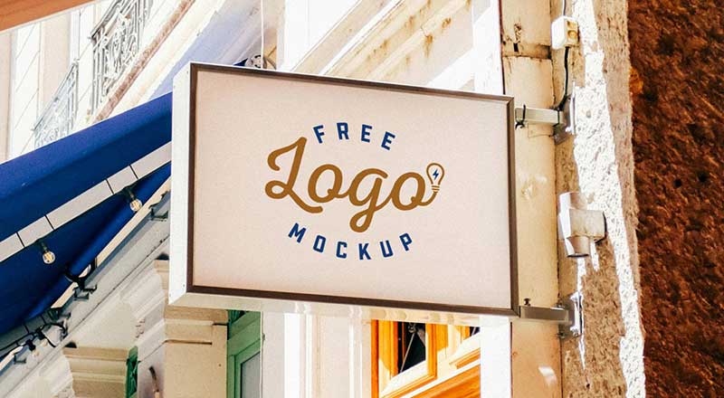 Free Street Cafe Signboard Mockup PSD - Designbolts