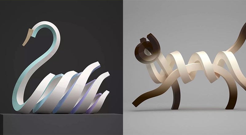 3D Continuous Line Art Models By Sangsoo Lee - Designbolts