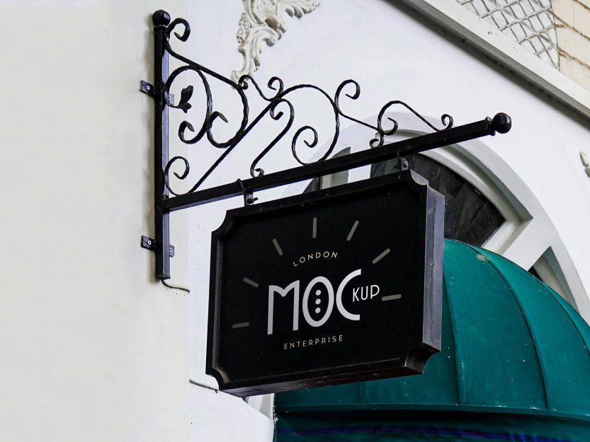 Free Classic Shop Signboard Mockup PSD - Designbolts