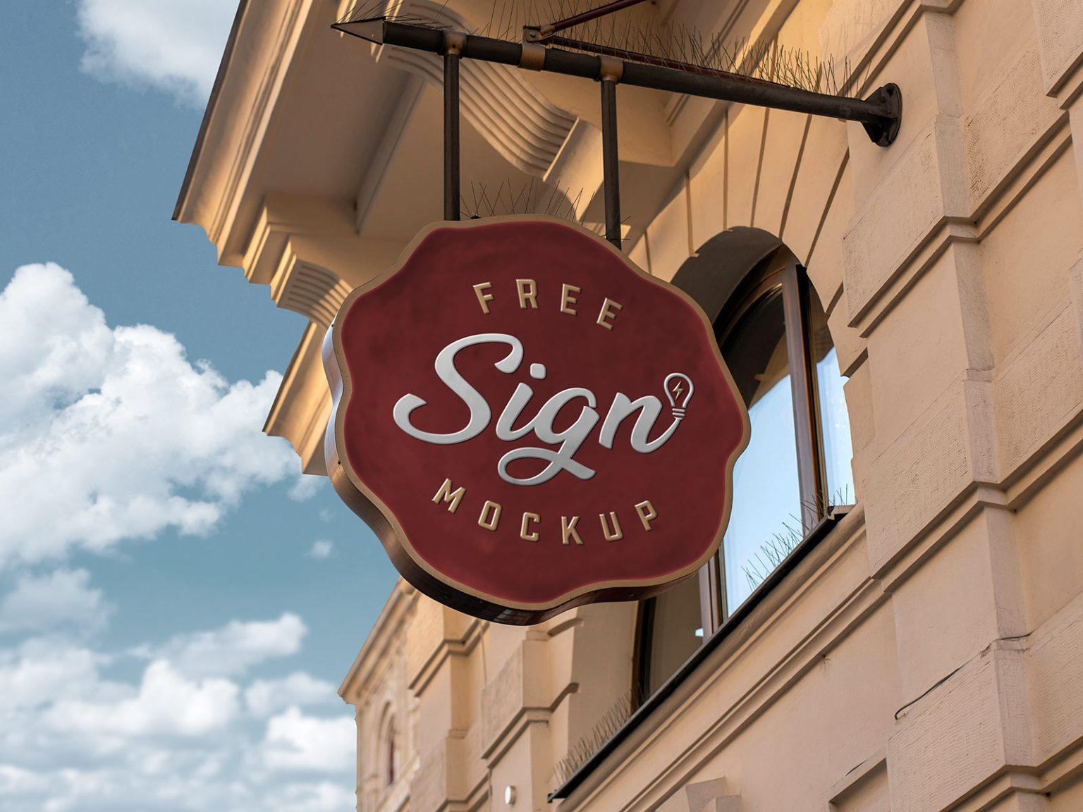 Free Flower Shape Shop Sign Board Mockup PSD - Designbolts