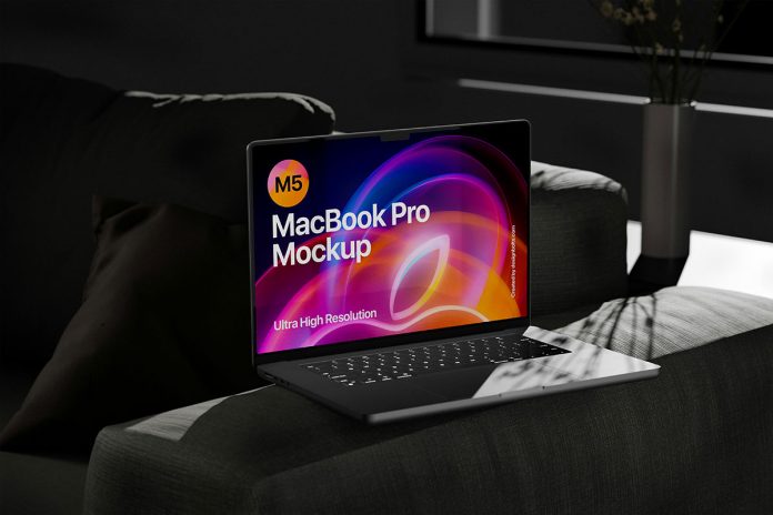 Free Dark Room M5 MacBook Pro Mockup PSD - Designbolts