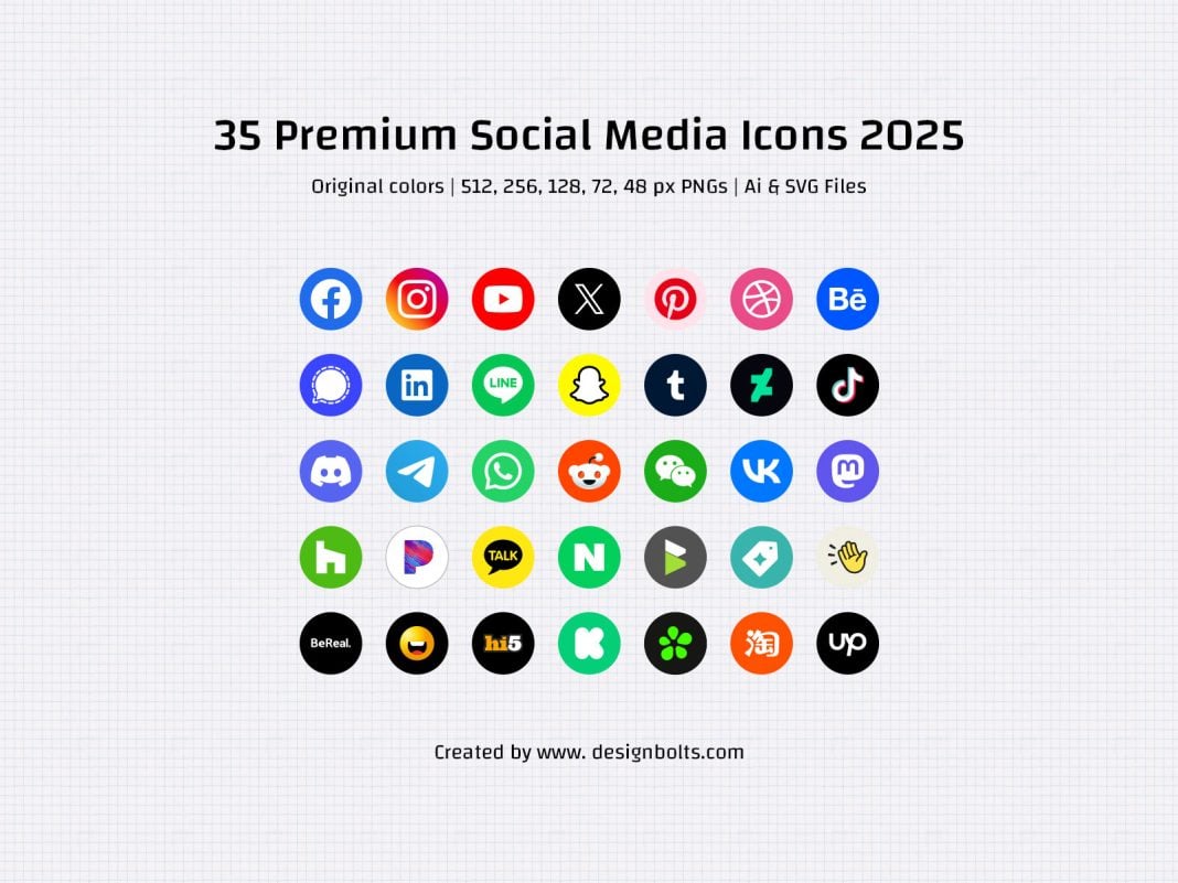 Free Vector Flat Social Media Icons 2025 | PNG, Ai, SVG Files - Designbolts