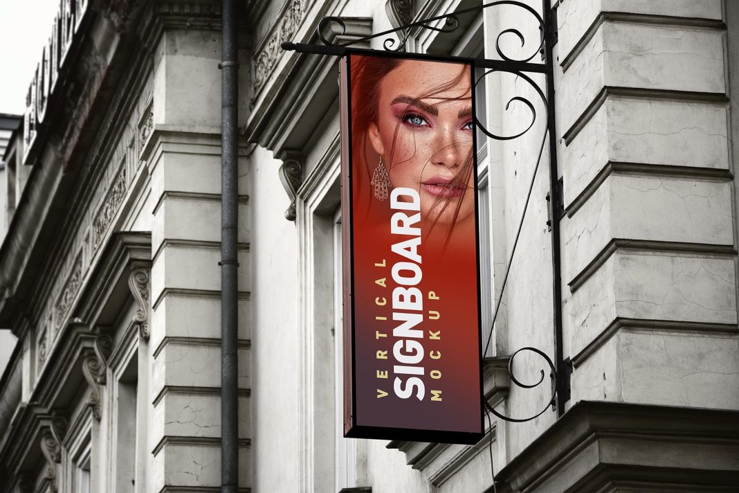 Free Vertical Sign Board Mockup PSD - Designbolts