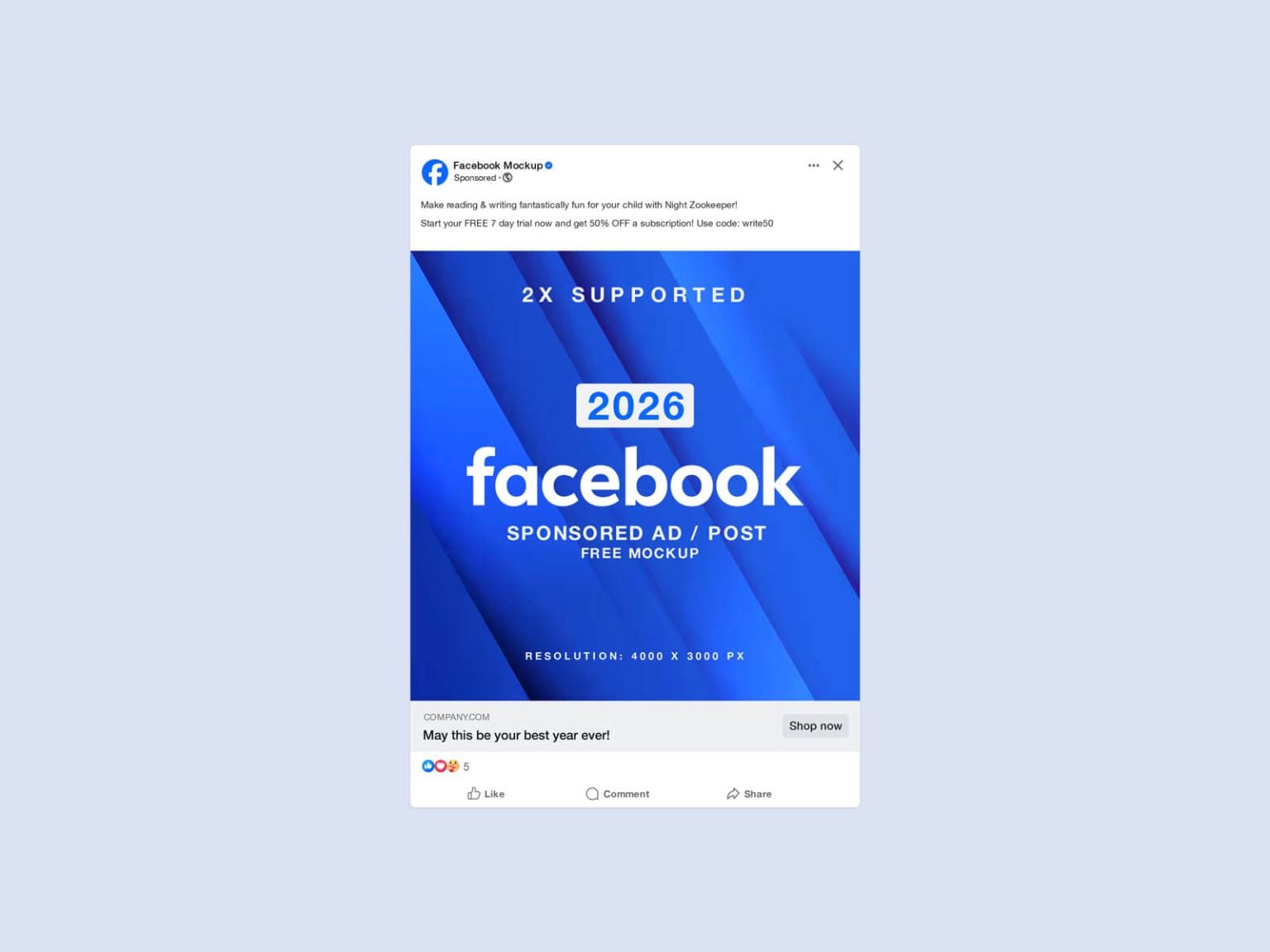 Free Facebook Sponsored Page Post Ad Mockup PSD 2026 - Designbolts